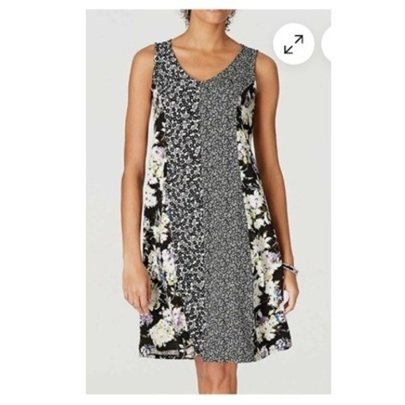 J. Jill | Dresses | J Jill Wearever Mixed Floral Knit Dress Small Black ...
